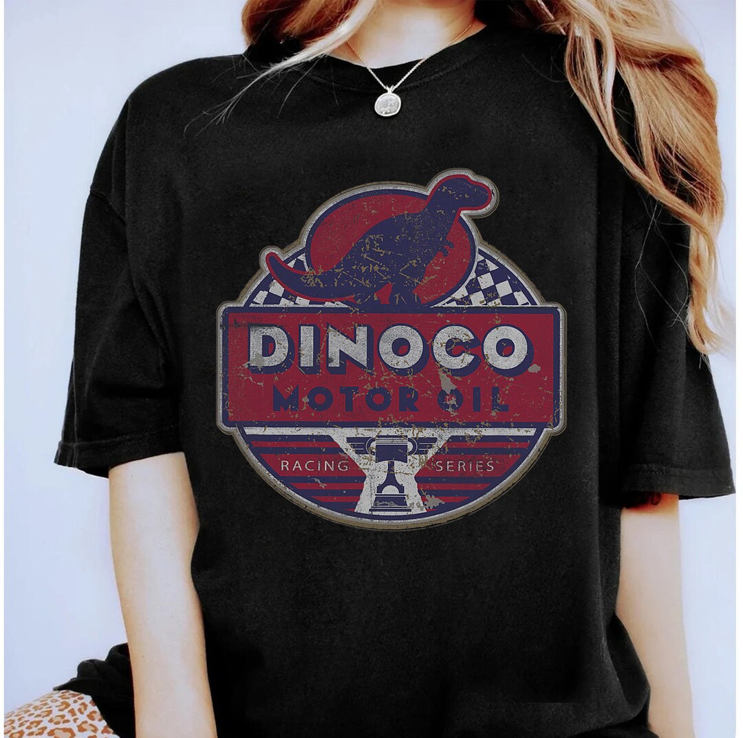 Disney Pixar Cars Dinoco Motor Oil Faded Sign T-shirt, Walt Disneyworld ...
