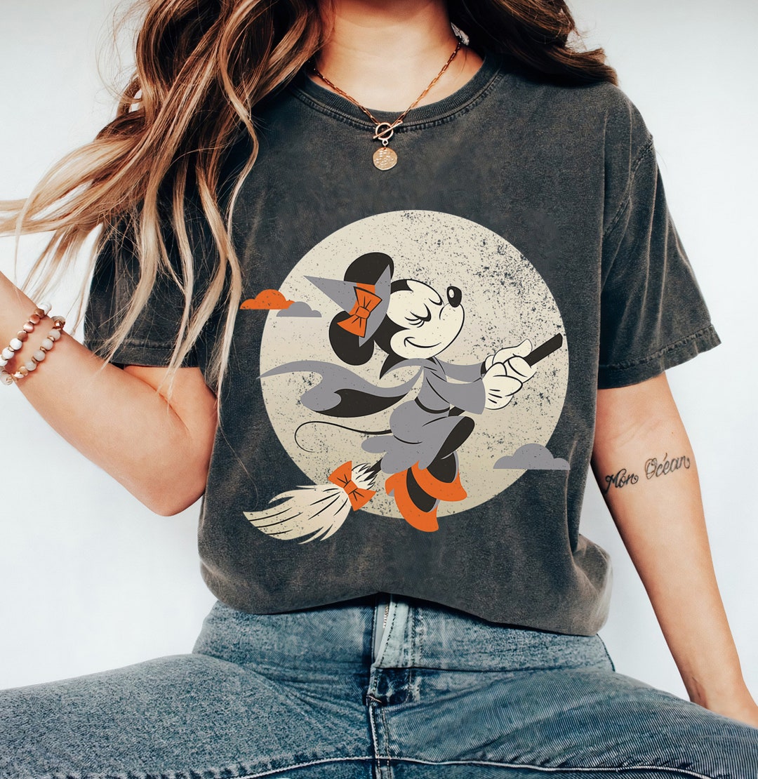 Disney Minnie Mouse Flying Witch Costume Halloween T-shirt, Mickey and ...