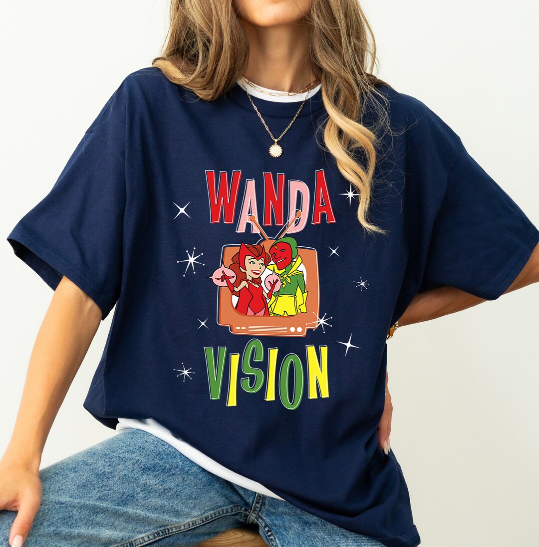 Marvel Wandavision Wanda & Vision Retro TV Artwork T-shirt, Disneyland ...