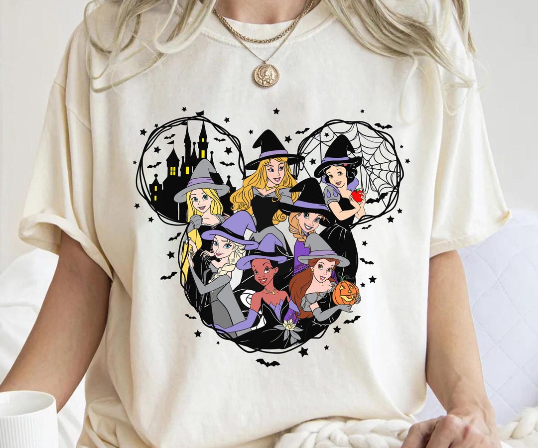 Retro Disney Princess Witch Group Spooky Mickey Ears Castle Halloween ...