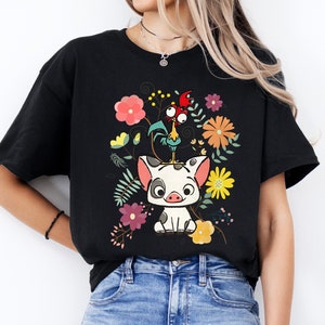 Disney Moana 70s Style Floral Pua and Hei Hei Shirt, Disney Moana Shirt ...
