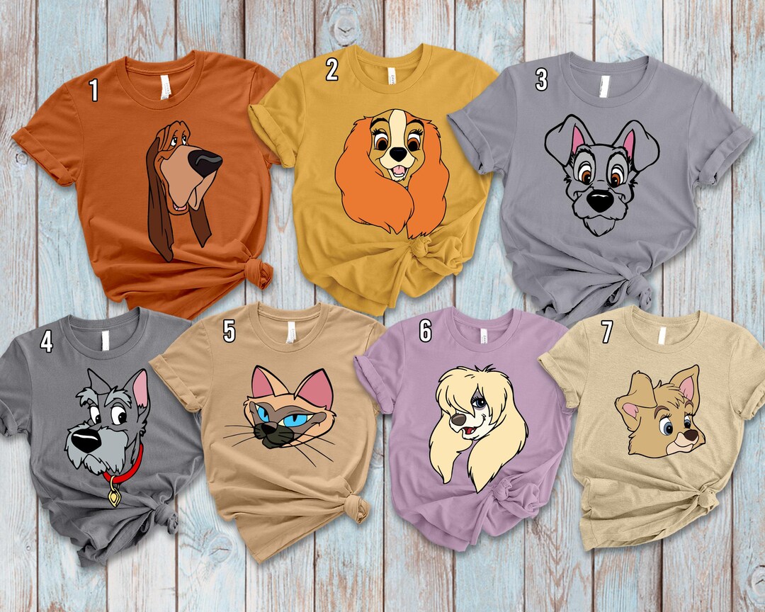 Disney Lady and the Tramp Group Big Face Costume Shirts, Bull Jock ...
