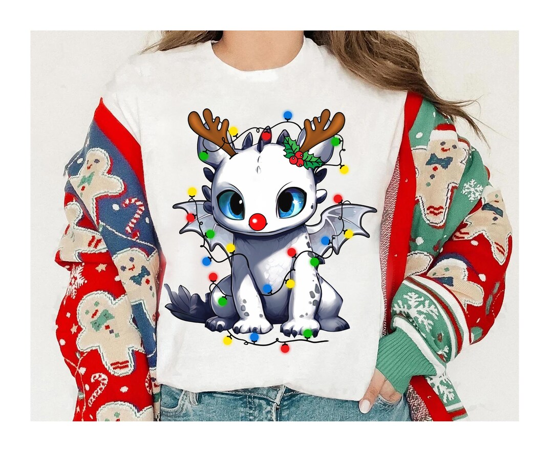 Cute Light Fury Christmas Lights Shirt, How to Train Your Dragon Xmas ...