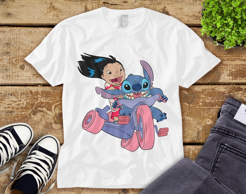 Disney Lilo And Stitch Bike Adventure Graphic Unisex Tee Adult | Etsy