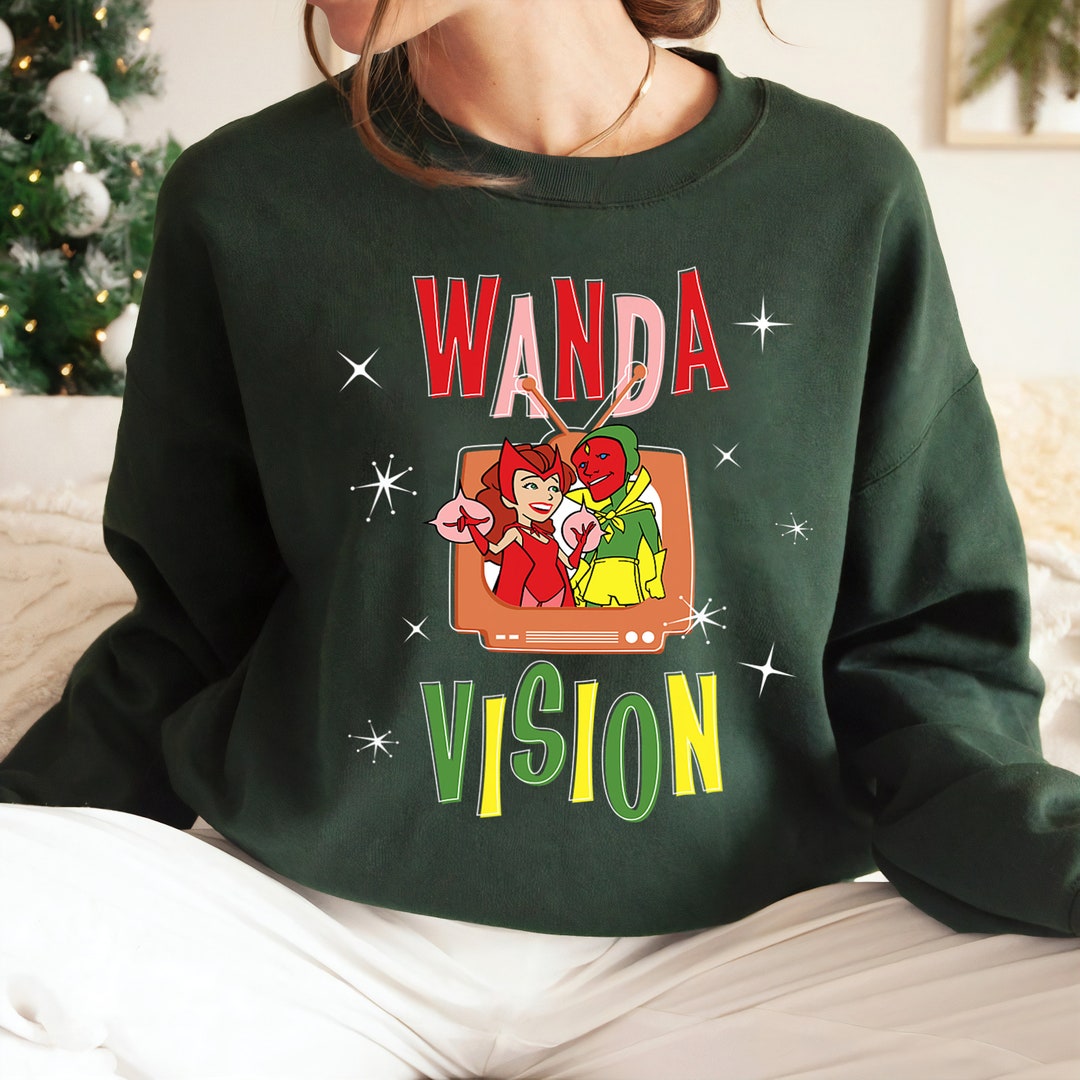 Marvel Wandavision Wanda & Vision Retro TV Artwork T-shirt, Disneyland ...