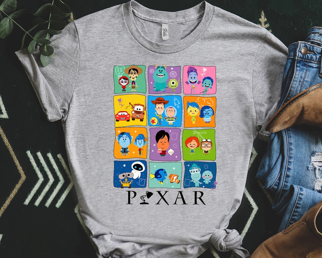 Retro Pixar Characters Group Shirt, Disney Pixar Movies Frame T-shirt ...