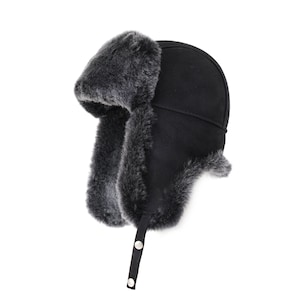 Fur Hat Ushanka Leather Trapper Hat Bomber Chapka Wintermützen ...