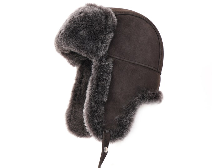 Fur Hat Ushanka Leather Trapper Hat Bomber Chapka Wintermützen - Etsy