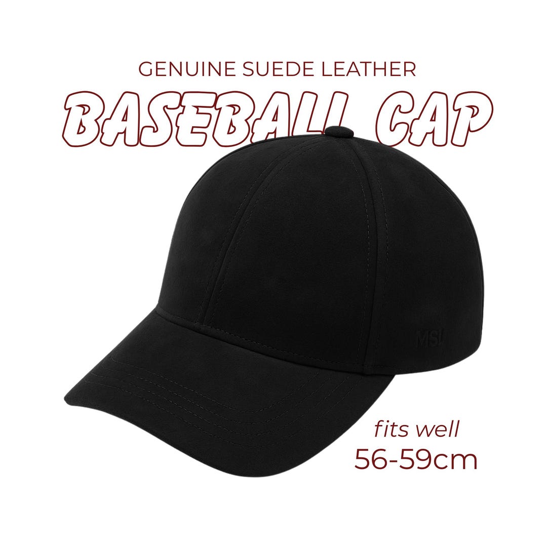 Trucker Hat Leather Velcro Baseball Cap Adjustable Classic Referee Cap ...