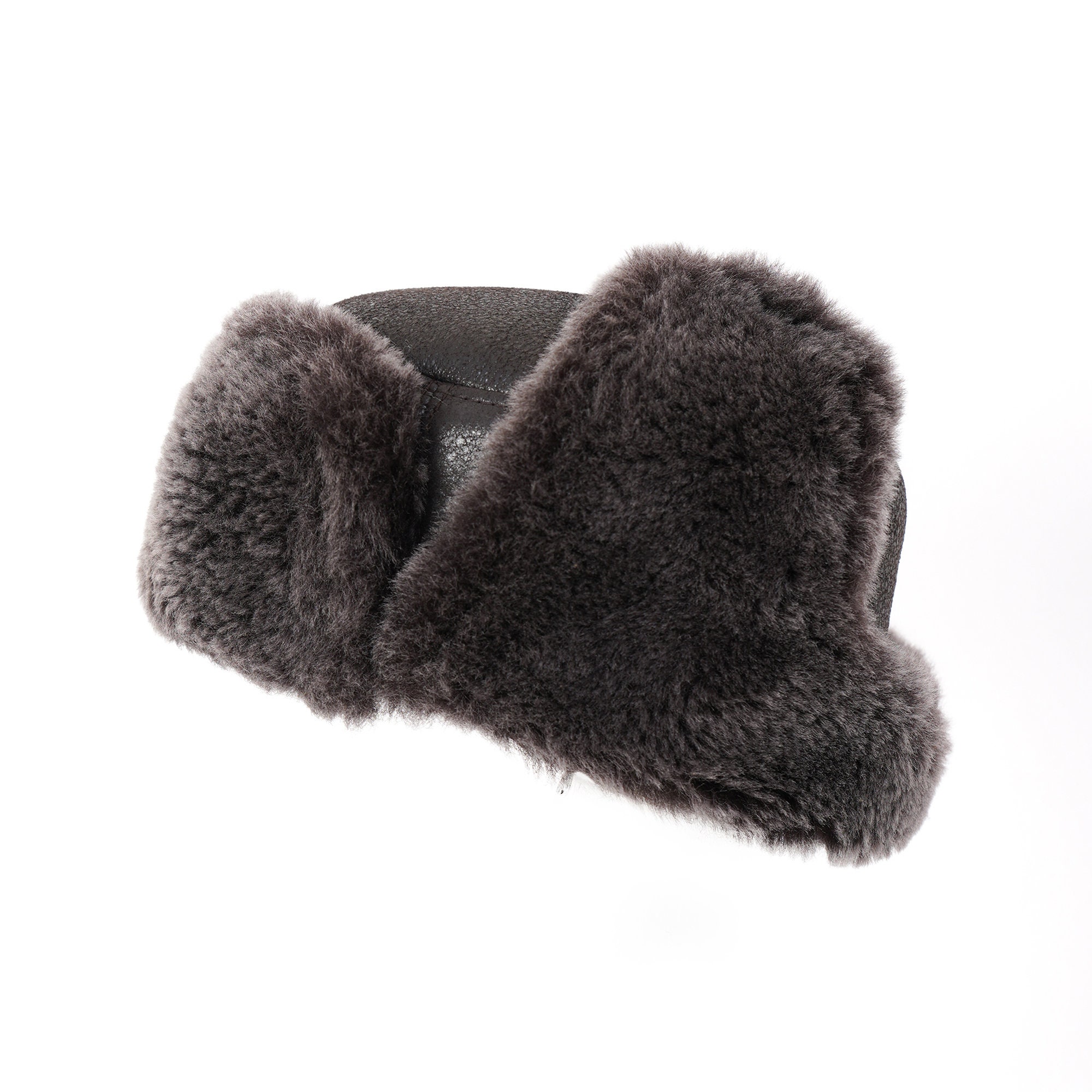 Ushanka Trapper Ear Flap Hat Leather Russian Ushanka Sheepskin Winter ...