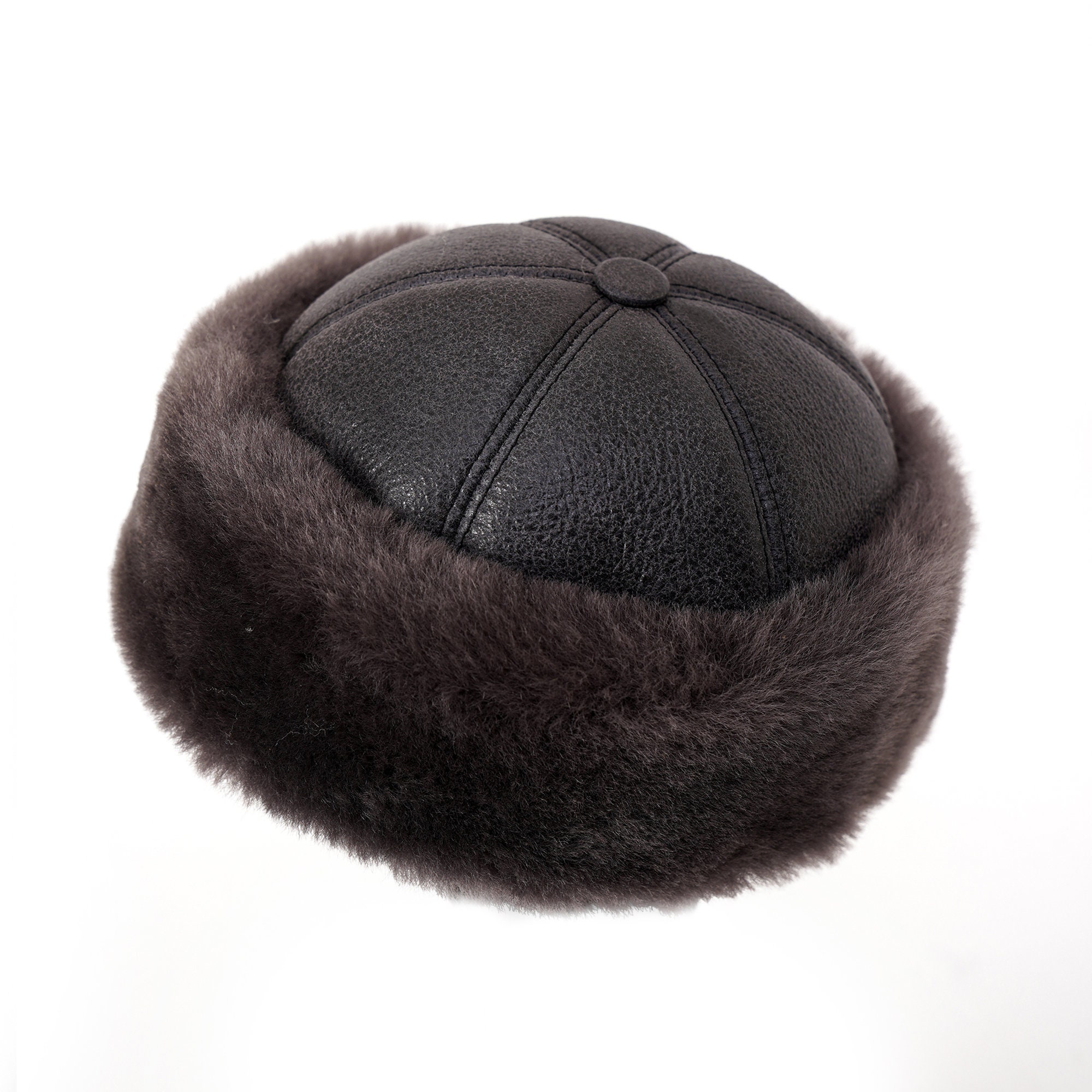 Bucket Beanie Hat Leather Shearling Sheepskin Fur Winter Hat - Etsy