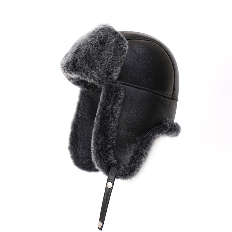 Trapper Hat Sheepskin Chapka Pilot Cap Russian Ushanka Ear Flap Winter ...