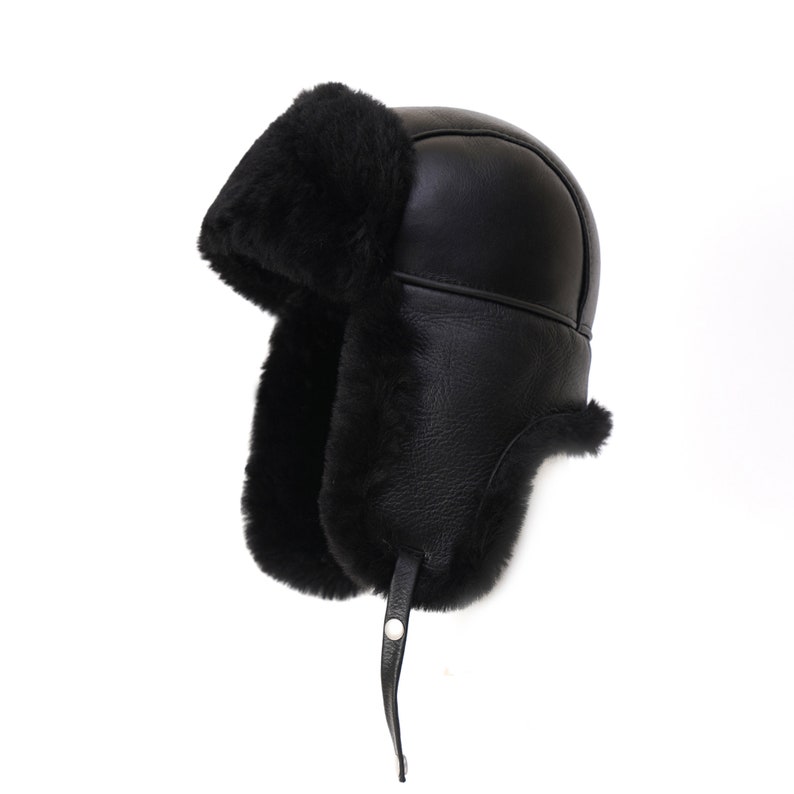 Trapper Hat Sheepskin Chapka Pilot Cap Russian Ushanka Ear Flap Winter ...