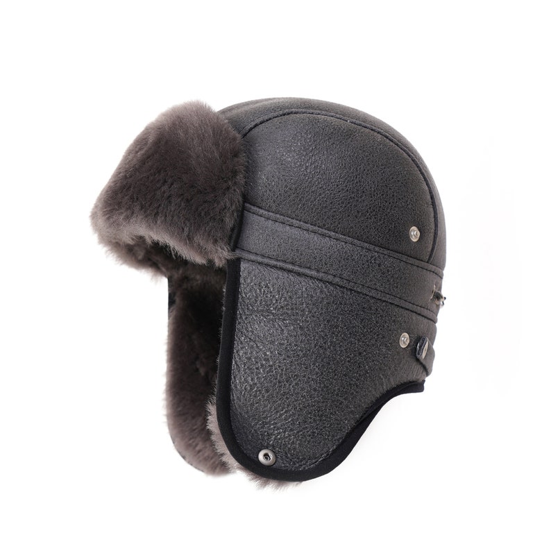 Leather Aviator Hat Russian Ushanka Mad Bomber Fur Winter Hat - Etsy Norway