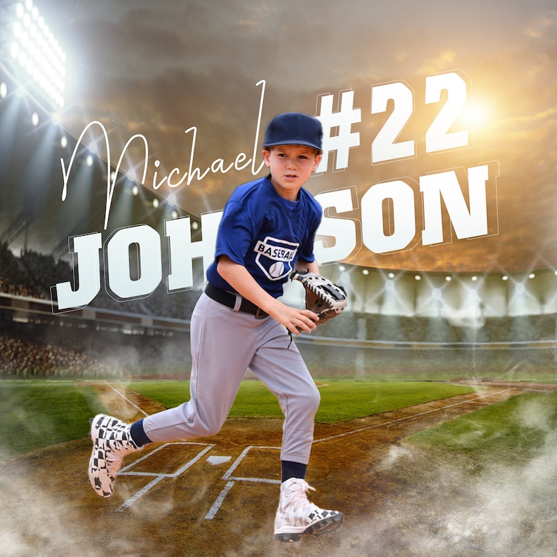 Customizable Baseball Poster Template: Photoshop Digital Background ...