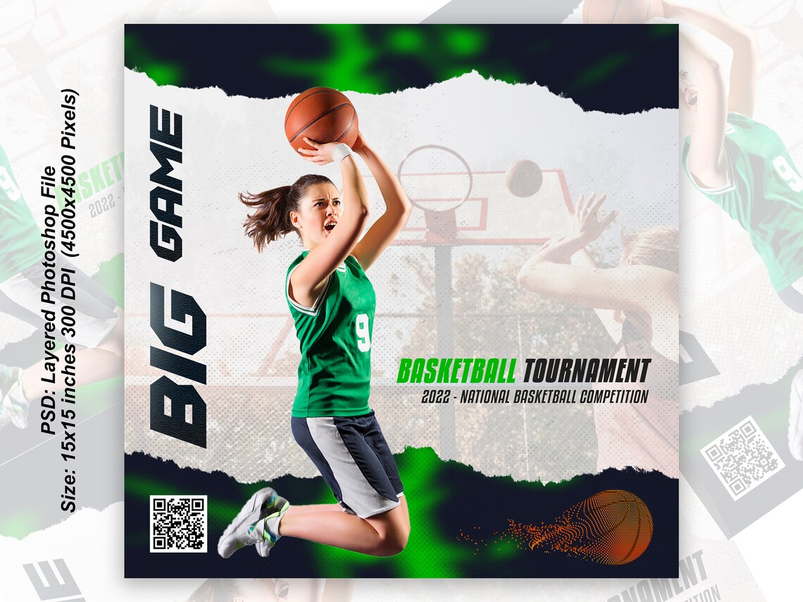 Sports Poster Template Keep Your Basketball Memories, Digital Backdrop ...