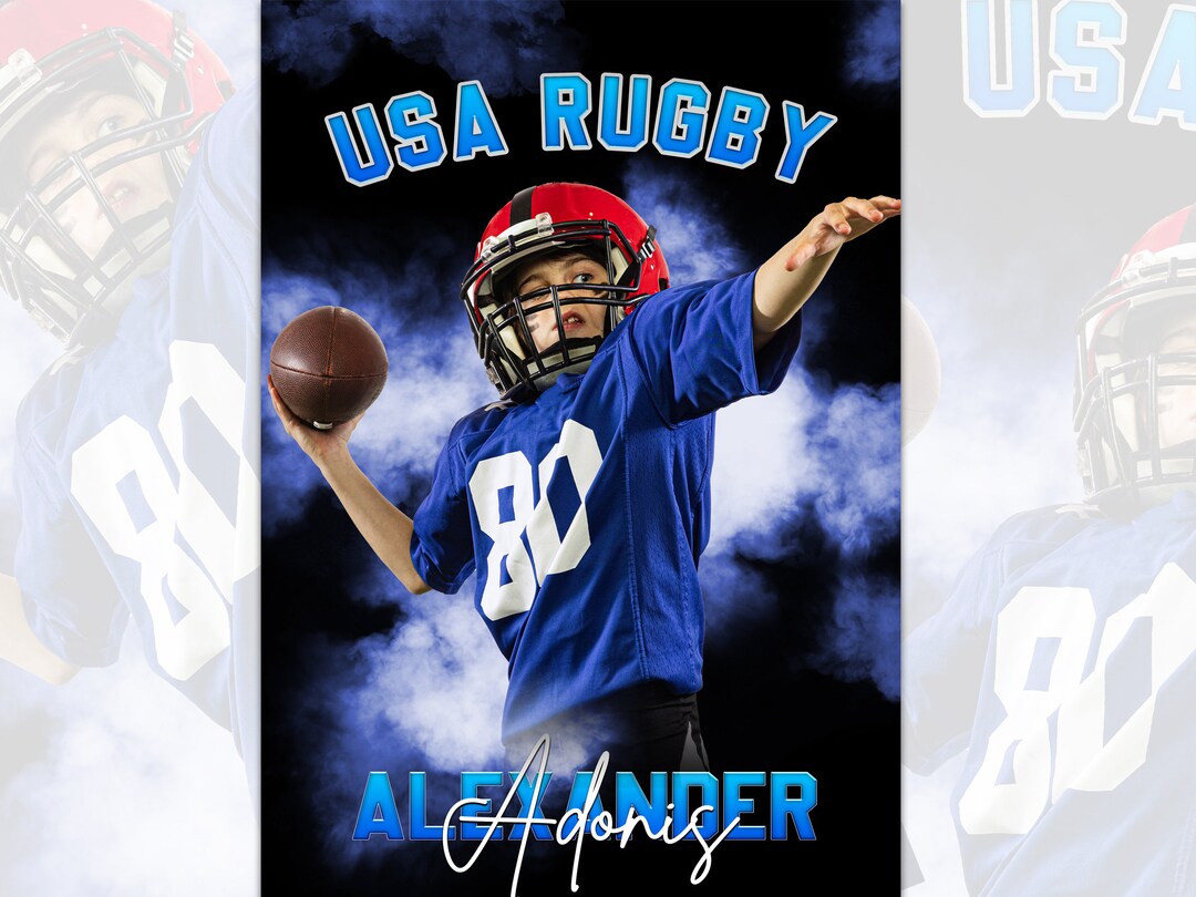 Sports Poster Template - Rugby Digital Background - Football Backdrop ...