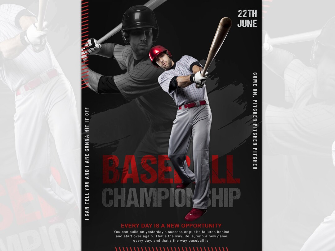 Sports Poster Template | Baseball Digital Background | Baseball ...