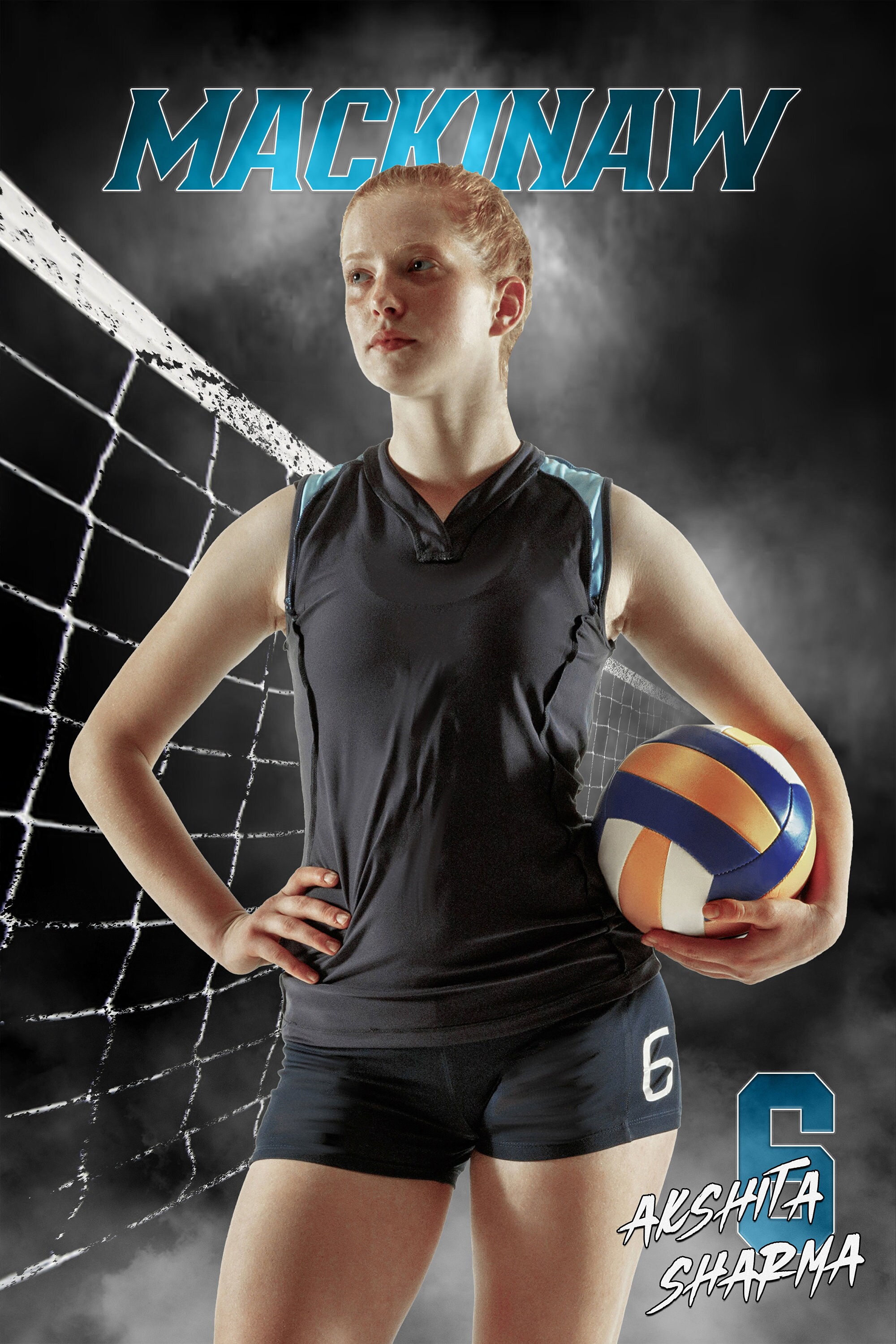 Sports Poster Template | Volleyball Digital Backdrop | Volleyball ...