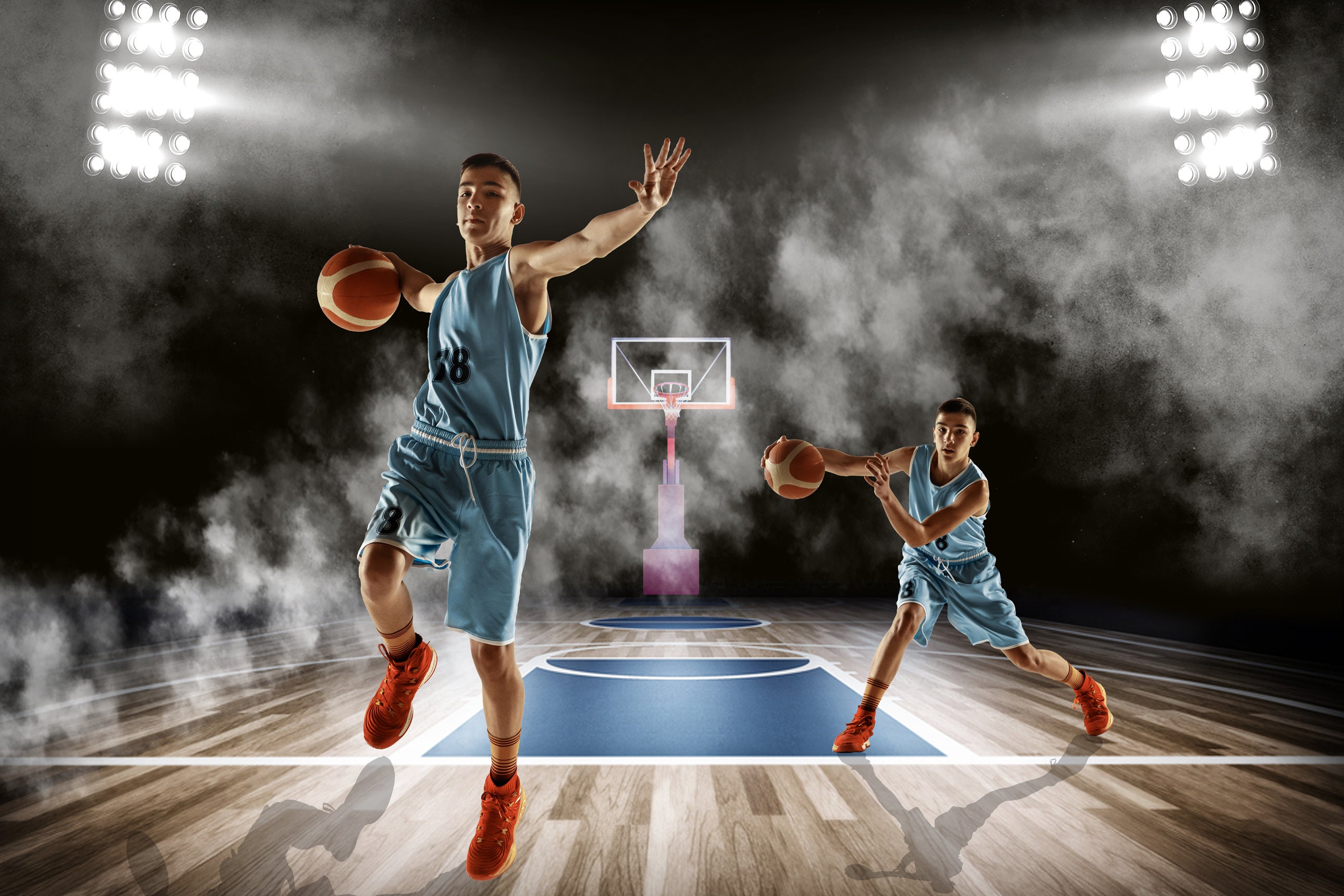 Sports Poster Template | Basketball Digital Backdrop | Basketball ...