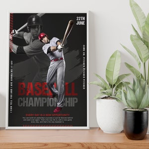 Sports Poster Template | Baseball Digital Background | Baseball ...