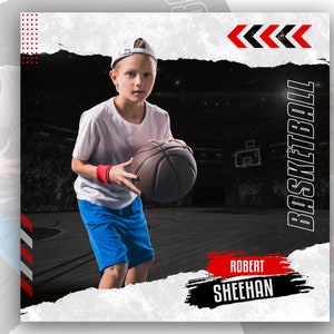 Sports Poster Template Keep Your Basketball Memories, Digital Backdrop ...