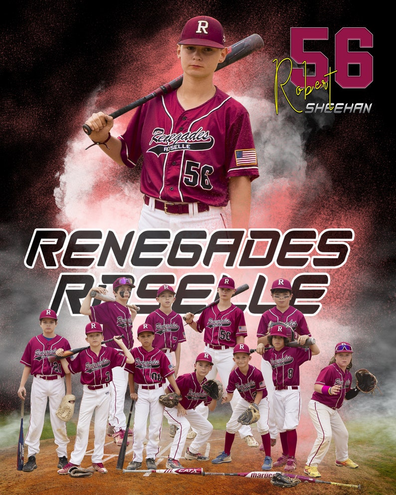 Sports Poster Template | Baseball Digital Background | Baseball ...