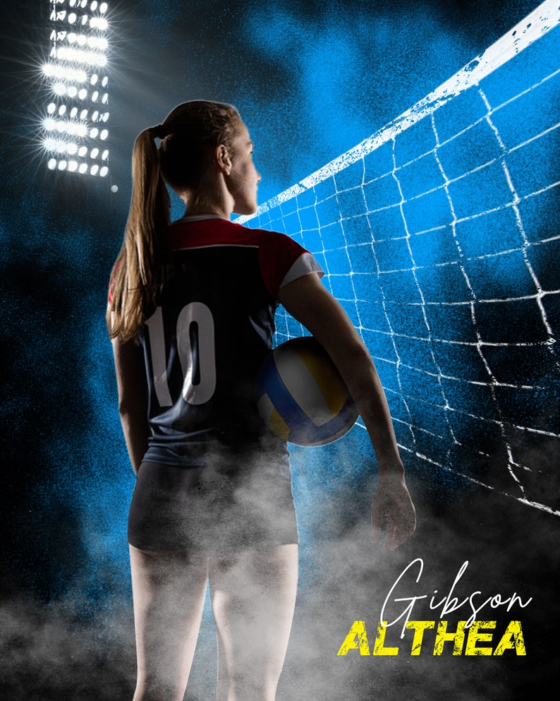 Sports Poster Template Volleyball Digital Backdrop Volleyball ...