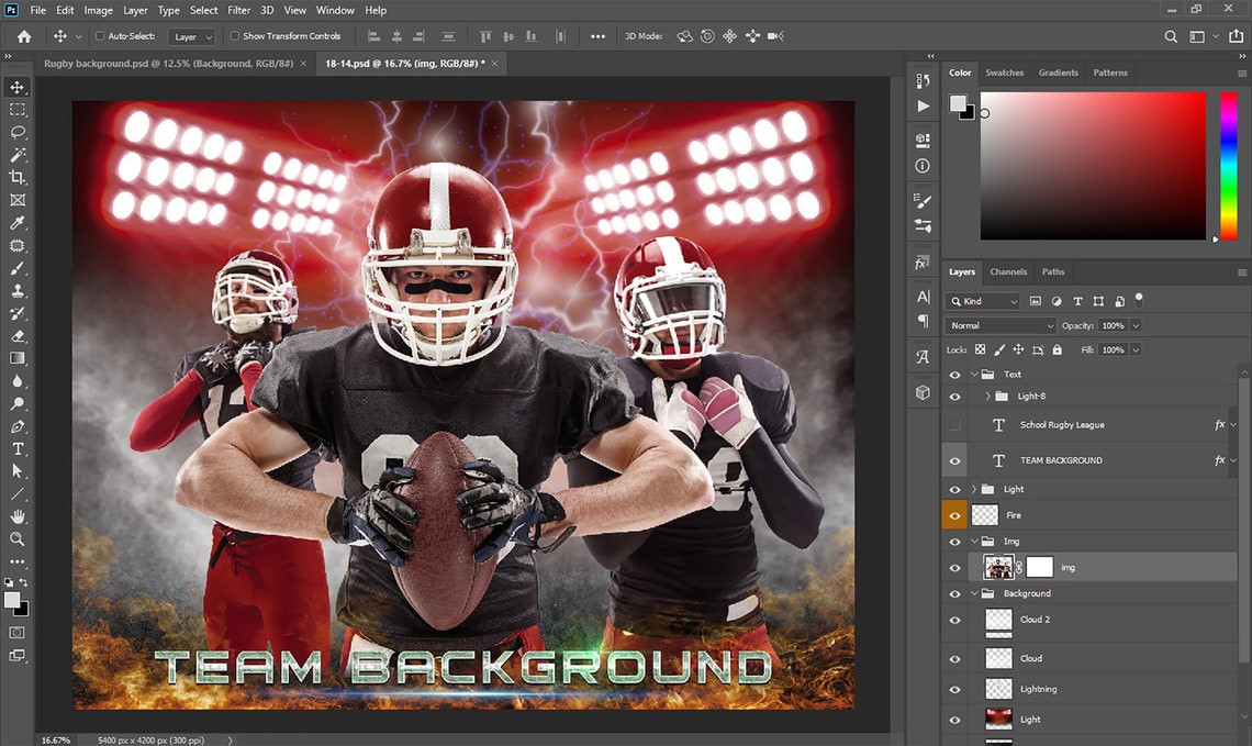 Sports Poster Template - Digital Football Background - Keep Your Rugby ...