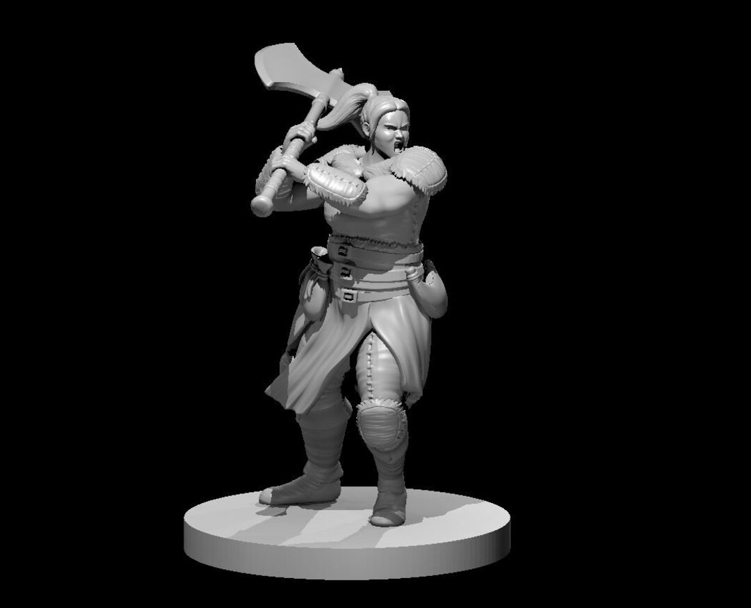 Berserker Female 1 28mm Scale Tabletop RPG Mini for D&D, Pathfinder ...