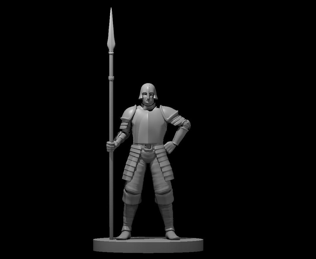 Guard With Spear Male 1 Scale Tabletop RPG Mini for - Etsy