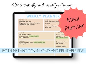 Weekly Meal Planner, 8.5x11, Food Planner, Planners, Weekly Tracker ...