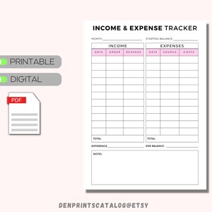 Business Expense Tracker Printable Small Business Income & - Etsy