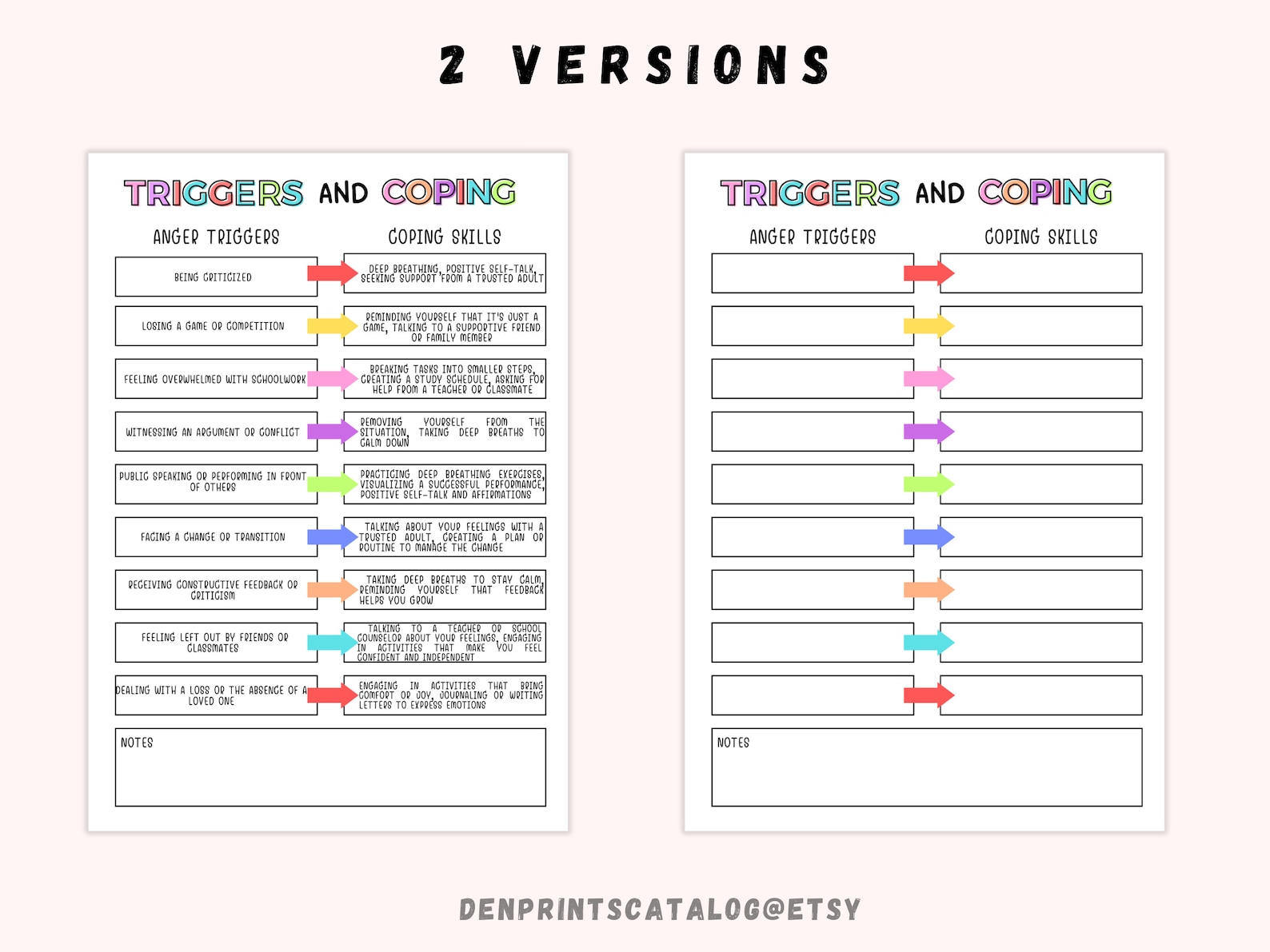 Triggers and Coping Worksheet, Mental Health, Mood Tracker, Self-help ...
