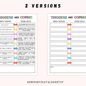 Triggers and Coping Worksheet, Mental Health, Mood Tracker, Self-help Workbook, Wellness Planner ...