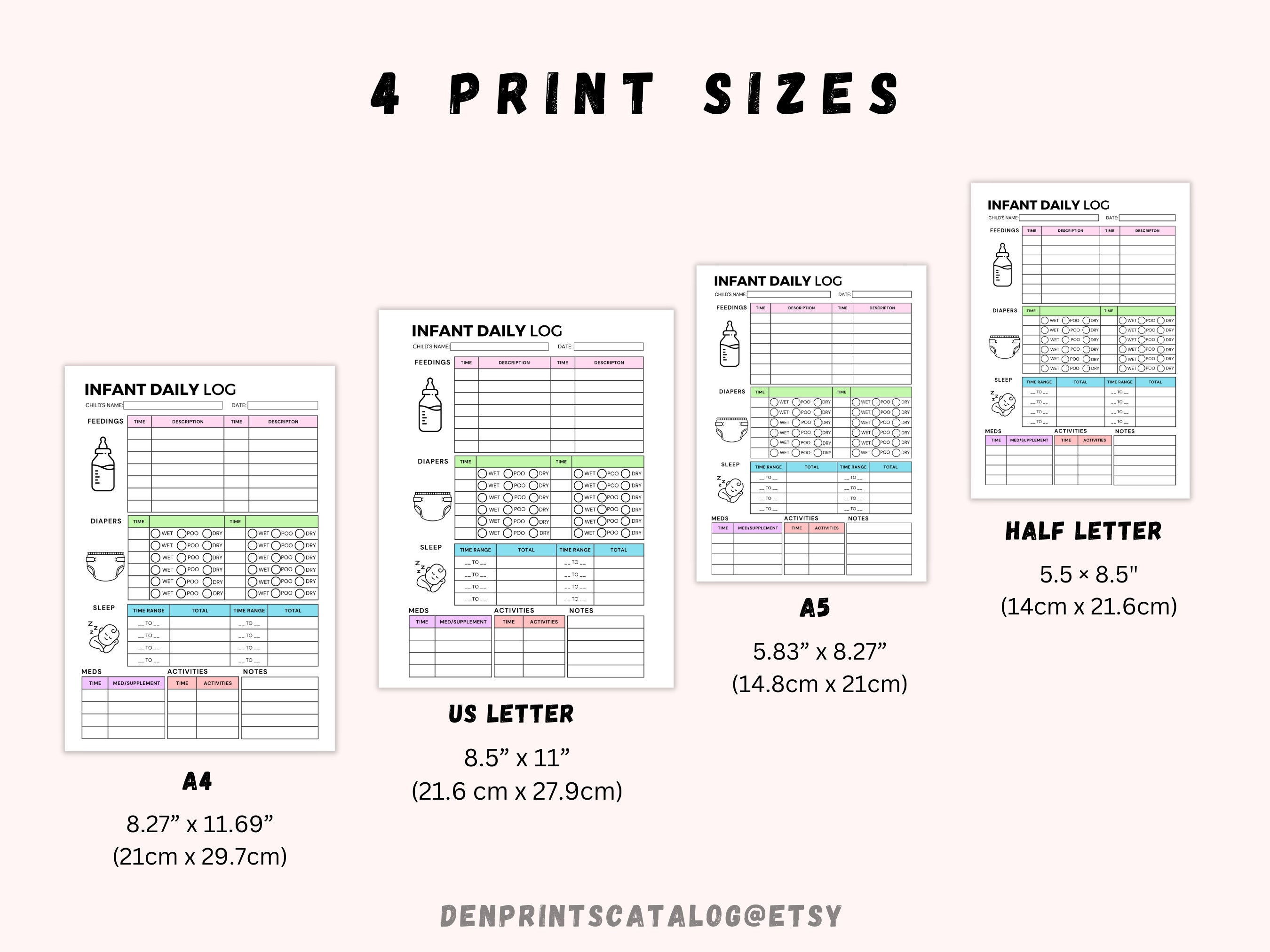 Infant Daily Log Printable, Daycare Printable Baby Log, Infant Toddler ...