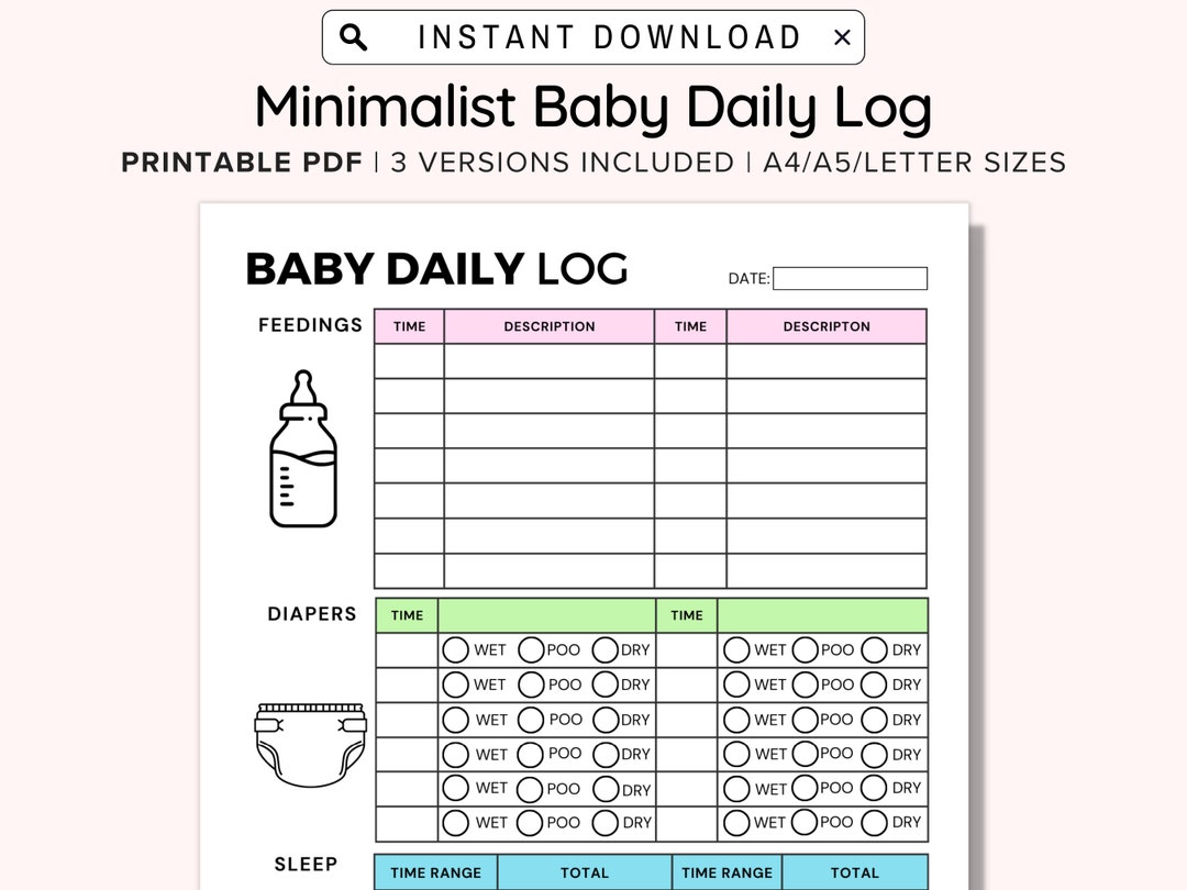 Baby Daily Log, Infant Daily Log, Baby Care Journal, Infant Activity ...