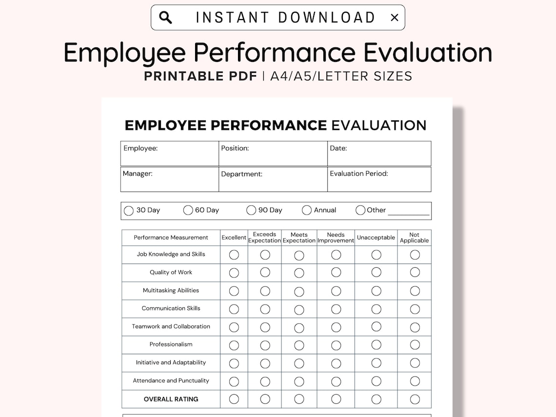 Employee Performance Evaluation Template, Employee Performance Review ...