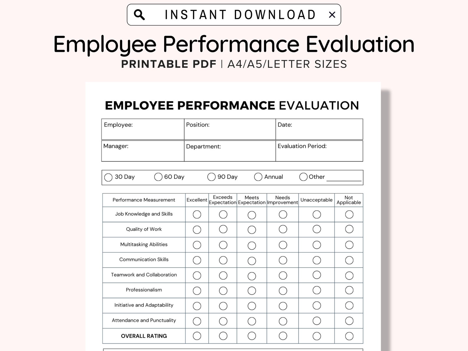 Employee Performance Evaluation Template, Employee Performance Review ...