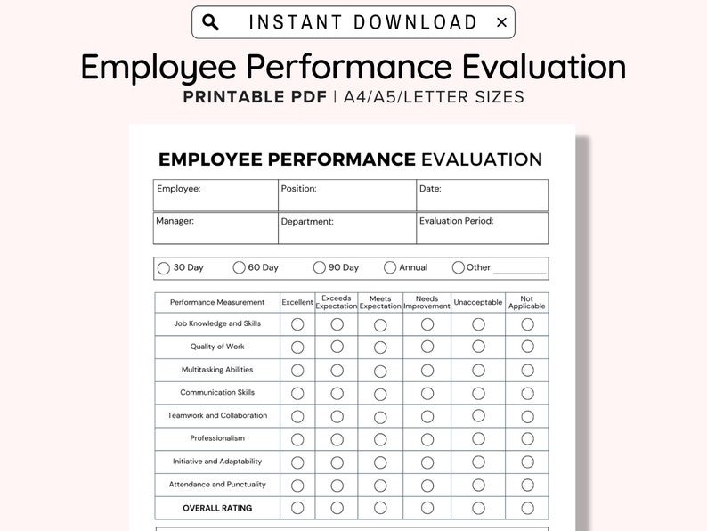 Employee Performance Evaluation Template, Employee Performance Review ...
