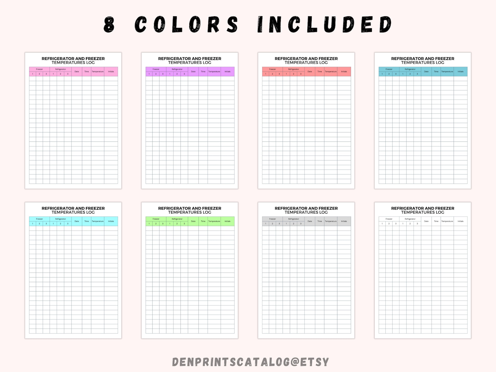 Printable Refrigerator and Freezer Temperatures Log, Cold Food Holding ...