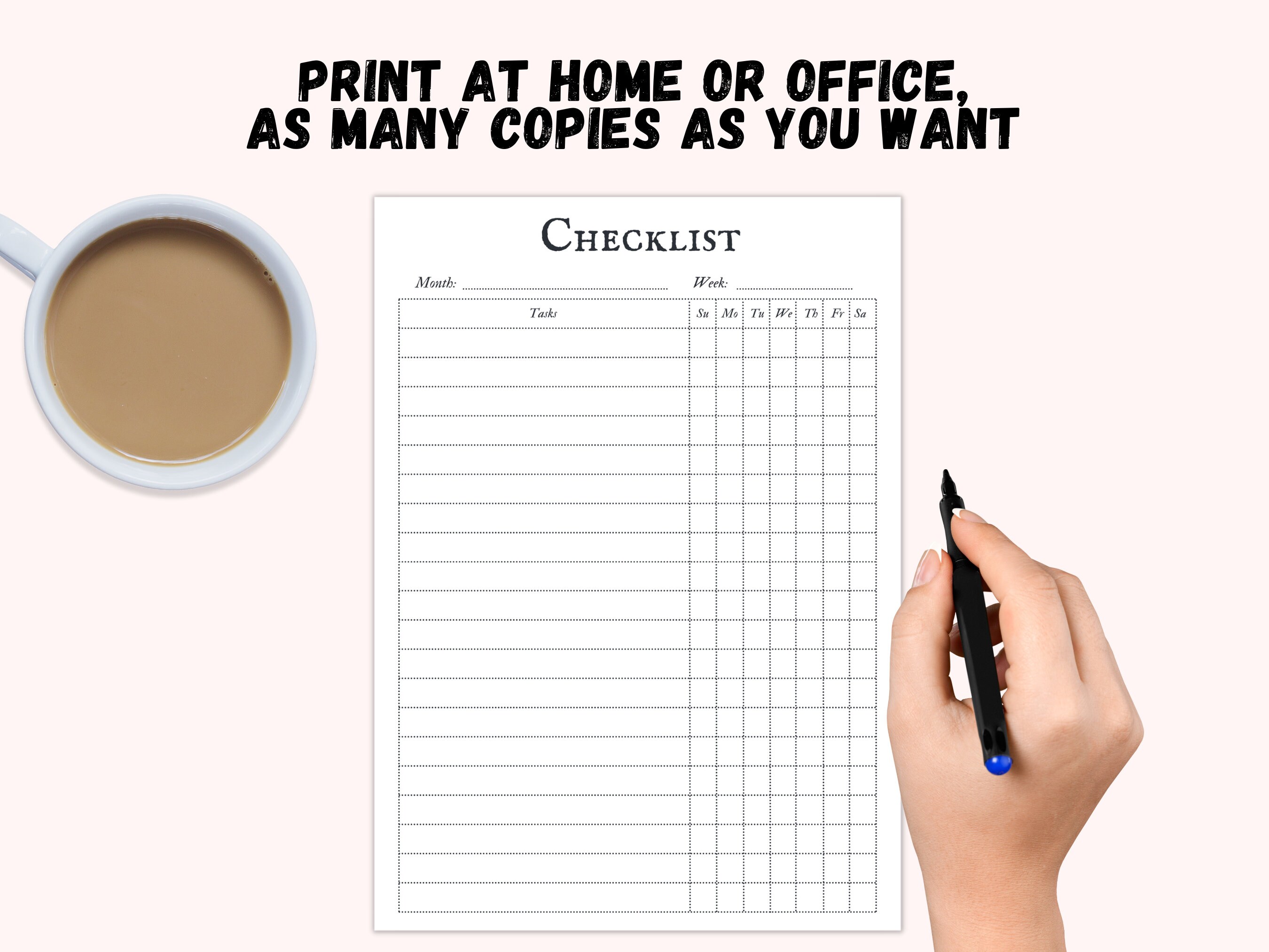 Minimalist Weekly Checklist Printable, to Do List Template, Editable ...