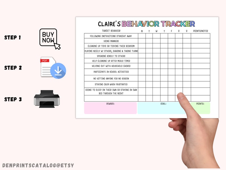 Behavior Reward Chart for Kids Printable, Editable, Good Behavior ...