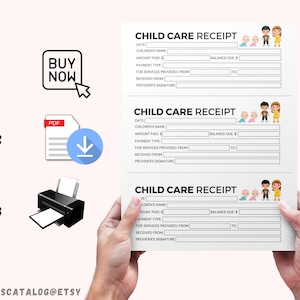 Daycare Receipt Printable, Printable Payment Receipt for Child Care ...