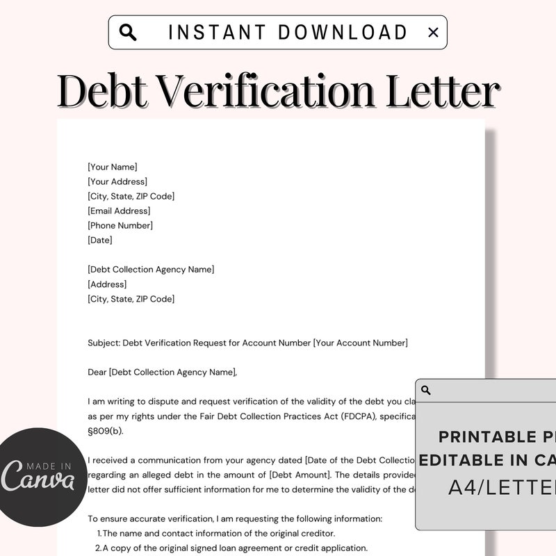 Debt Collection Letter Template - Etsy