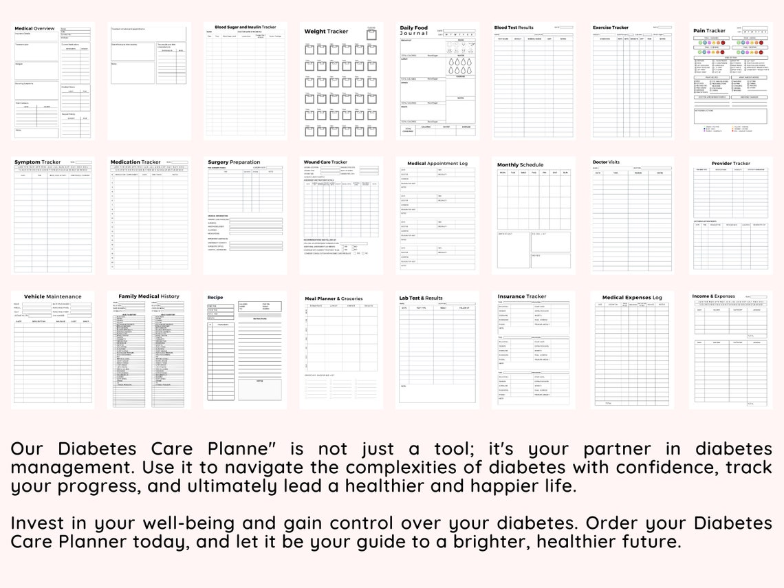 Diabetic Care Planner Printable, Diabetes Treatment Organizer, Medical ...