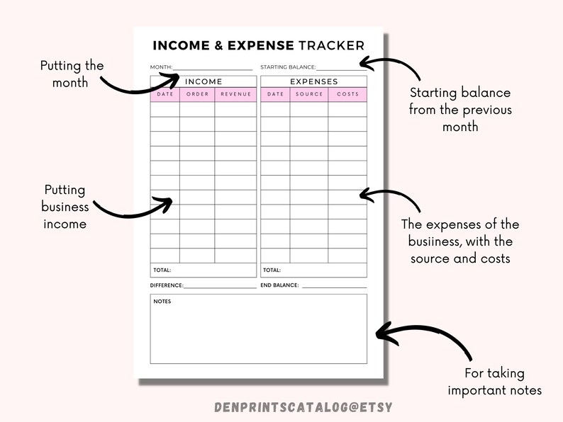 Business Expense Tracker Printable Small Business Income & - Etsy