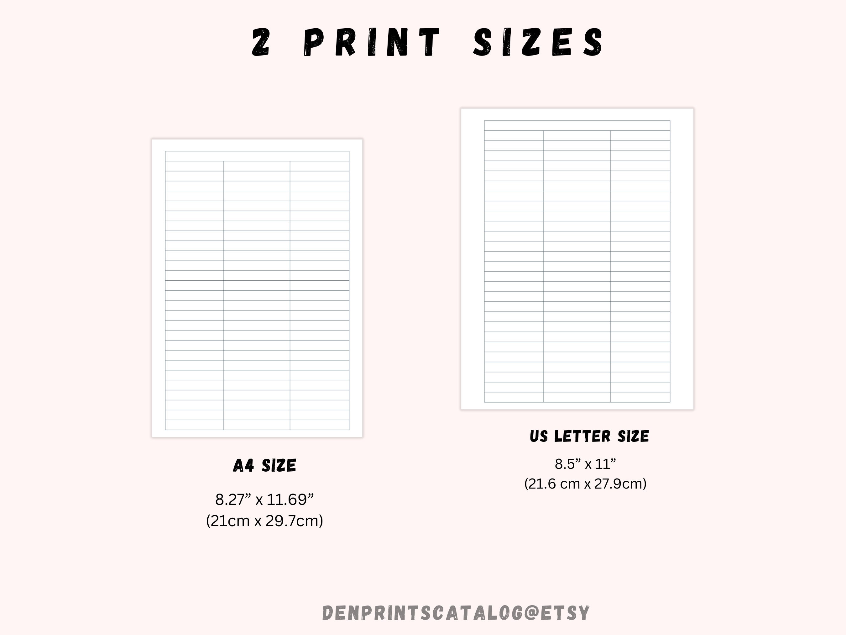 3 Blank Columns Chart Text Input Print and Write Printable Digital ...