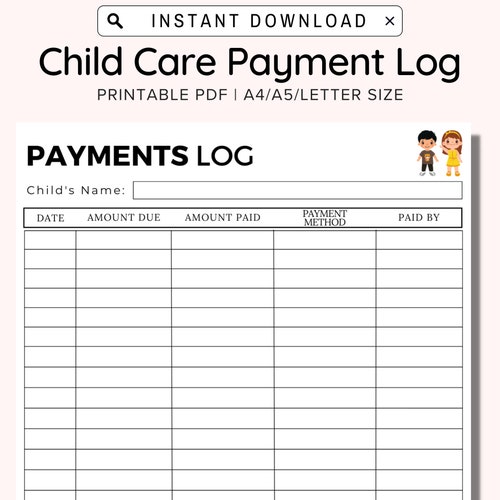 CHILD CARE TAX Statement Form Daycare or Childcare Printable - Etsy
