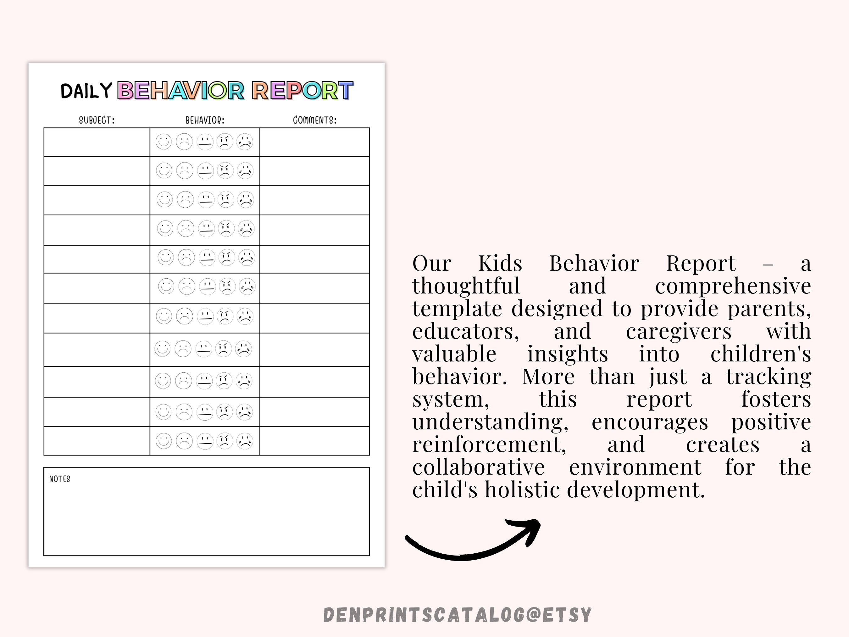 Behavior Report for Kids, Good Behavior Chart, Toddler Kid Teen ...